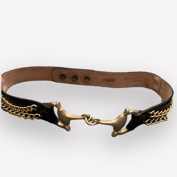 Vintage | Accessories | Vintage Horse Bit Chain Belt Black Gold ...